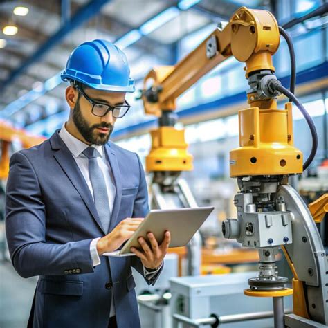 Manager Technical Industrial Engineer Working And Control Robotics With Monitoring System