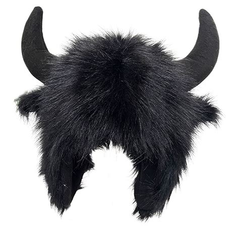 Kiskick Fake Cow Horn Decor Funny Hat Thermal Hat Winter Funny Hat With