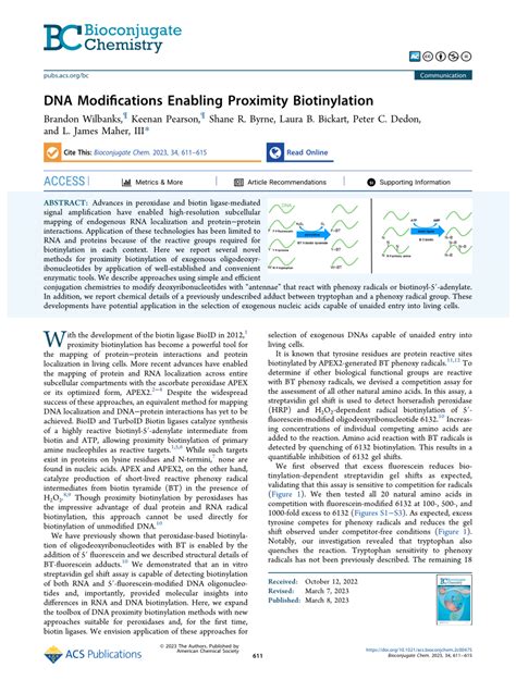 Pdf Dna Modifications Enabling Proximity Biotinylation
