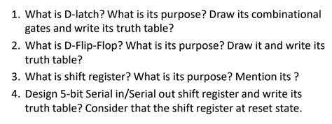 Solved What Is D Latch What Is Its Purpose Draw Its Chegg Com
