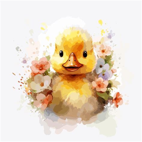 손으로 그린 만화 아기 오리 ⁇ 화 프리미엄 벡터