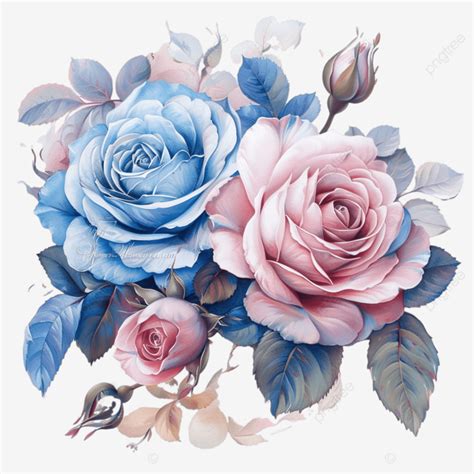 장식적인 분홍색과 파란색 장미 그림 분홍 장미 파란 장미 페인트 등 Png 일러스트 및 이미지 에 대한 무료 다운로드 Pngtree