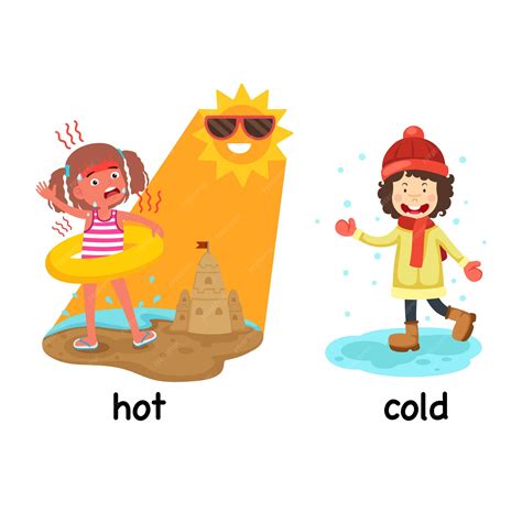 Premium Vector Opposite Words Hot And Cold Vector Illustration
