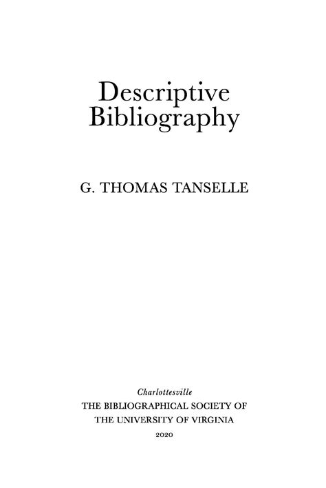 Descriptive Bibliography G Thomas Tanselle