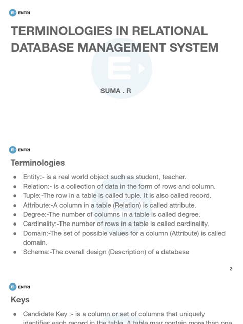Dbms Terminologies Download Free Pdf Databases Table Database