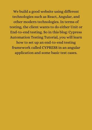 Cypress Automation Testing Tutorial Part Pdf