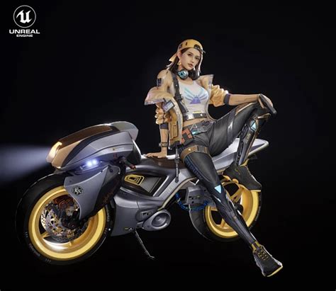 赛博朋克机车女孩 花瓣网