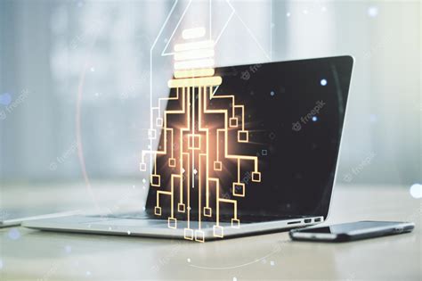 Premium Photo Creative Light Bulb Illustration With Microcircuit On Modern Computer Background