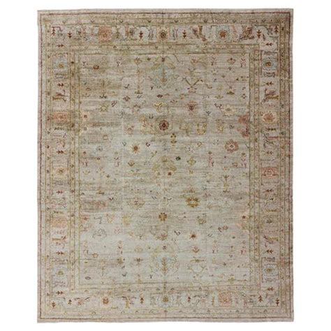 Afghan Keivan Woven Art Oushak On Light Cream Background 42 X60 For