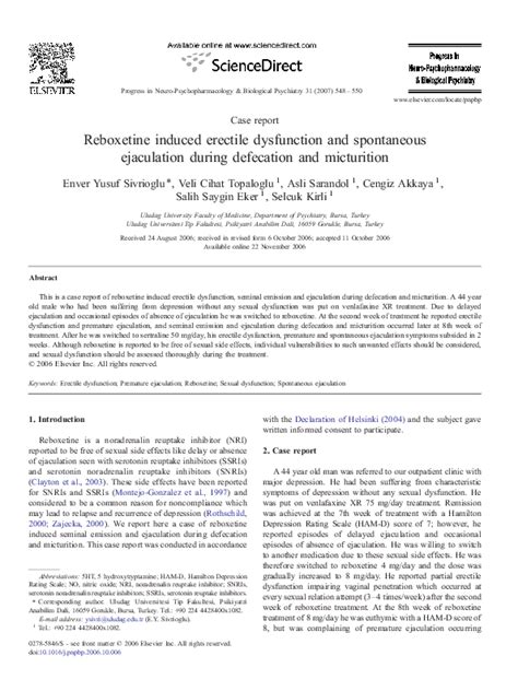 Pdf Reboxetine Induced Erectile Dysfunction And Spontaneous