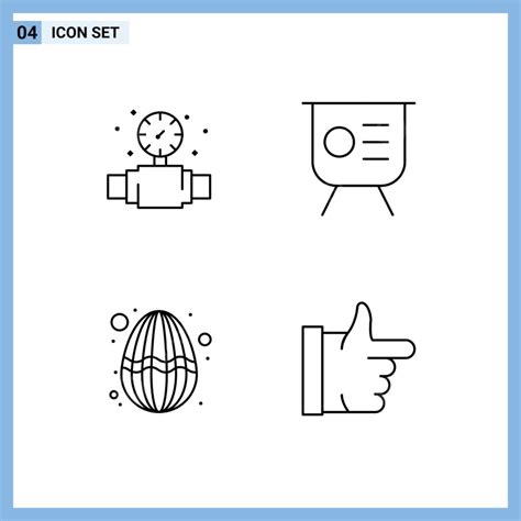 Mobile Interface Line Set Of 4 Pictograms Of Gauge Pictograms