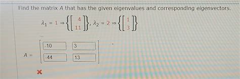 Solved Find The Matrix A That Has The Given Eigenvalues And