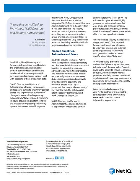 netiq directory and resource administrator helps kindred healthcare