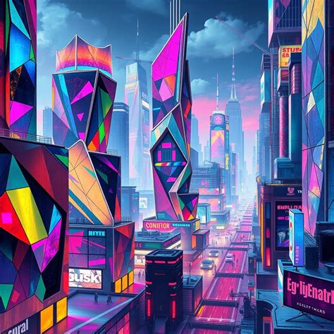 Ng Kente Modular Abstraction Cyberpunk Metropolis In Vibra