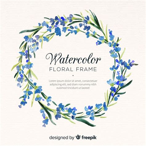수채화 디자인의 아름다운 꽃 프레임 무료 벡터