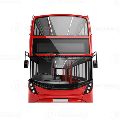 3d Double Decker Bus Front View Isolate On Transparency Background