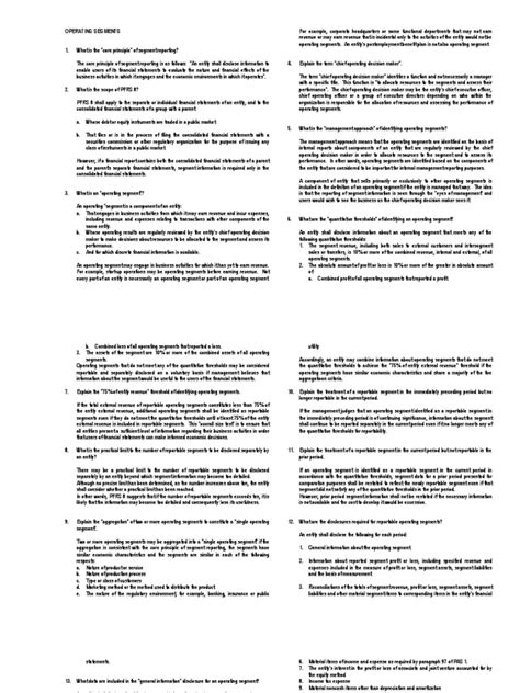 Operating Segments Pdf Financial Statement Depreciation