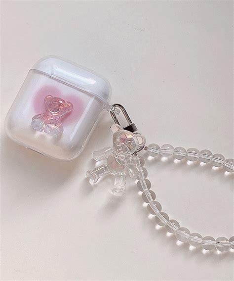 특가당일발송 클리어 에폭시 하트 베어 에어팟 케이스키링세트 에이블리