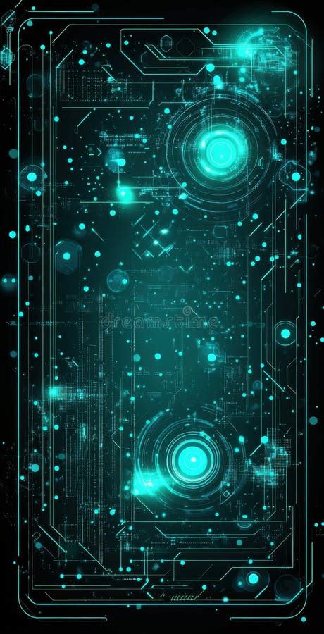 Futuristic Digital Circuit Board Background With Glowing Teal Elements And Abstract Technology