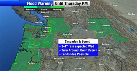 Heavy Rainfall In The Cascades Issues Flood Watches And Warnings As All