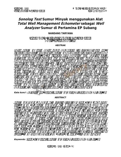 Sonolog Test Sumur Minyak Menggunakan Alat Total Well Management Echometer Sebagai Well Analyzer
