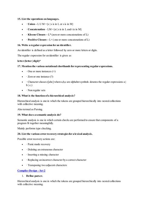 compiler design important questions docx programming languages