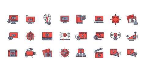 Media Icon Set Editable Stroke Linear Style Sign For Use Web Design Logo Symbol Illustration