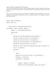 Java Program To Display The Atm Transaction Docx Java Program To Display The Atm Transaction
