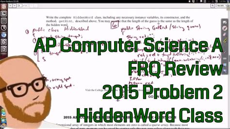 Computer Science A 2015 Frq Problem 2 Youtube
