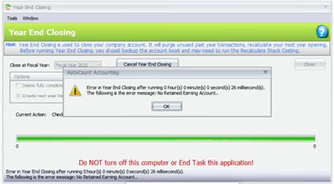 Troubleshooting Year End Closing Error No Retained Earning Account Autocount Resource Center