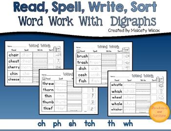 Cut And Paste Worksheet Activities With Digraphs Ch Sh Th Ph Wh By Melicety
