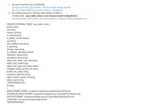 Steps To Get Started With Athena To Query S3 Inventory Lists For Int