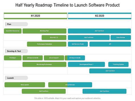 Half Yearly Roadmap Timeline To Launch Software Product Presentation Graphics Presentation