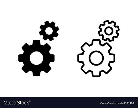 Setting Icon Set Cog Settings Icon Symbol Vector Image