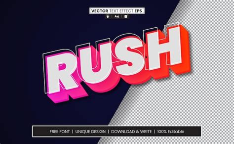 Premium Vector Rush 3d Text Effect Fully Editable