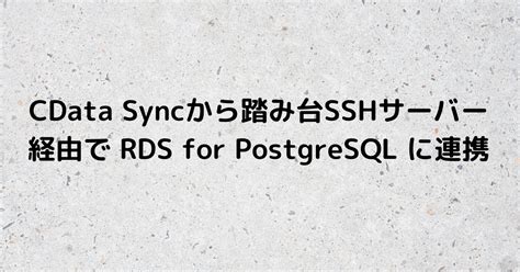 Cdata Syncから踏み台のsshサーバー経由でrds For Postgresql に連携する方法