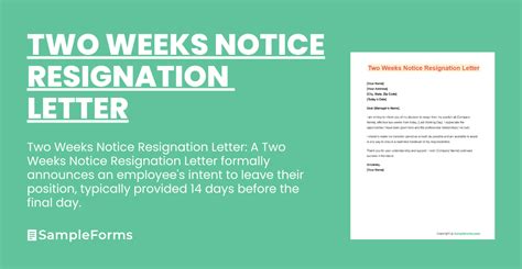 Two Weeks Notice Resignation Letter Samples