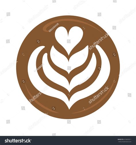 Tulip Heart Rosetta Latte Art Coffee Stock Vector Royalty Free