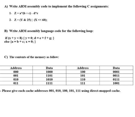 Solved A Write Arm Assembly Code To Implement The Following