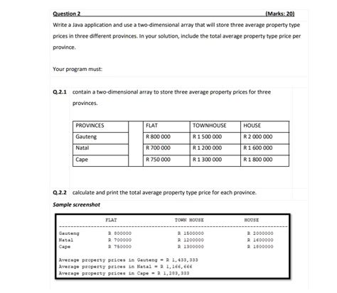 solved marks 20 write a java application and use a two dimensional