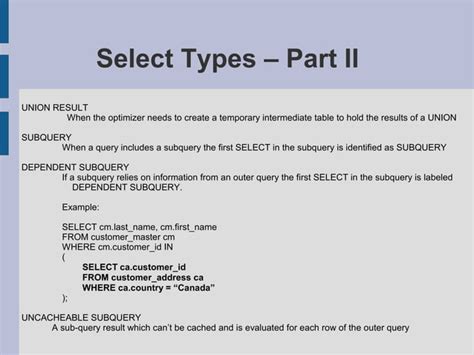 mysql query and index tuning ppt free download