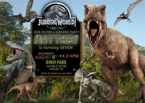 Jurassic World Dominion Invitation Jurassic World Invitation Jurassic