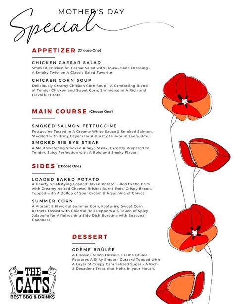 Mothers Day Specials The Cats Restaurant By Chefcentury