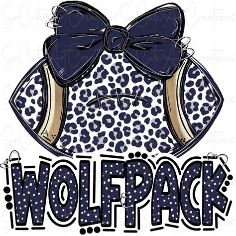 Wolfpack Football And Bow Doodle Letters School Spirit Sublimation Png Digital Art Etsy
