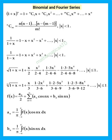 Mathematicaatd Binomial And Fourier Series Mathematics Mathtricks