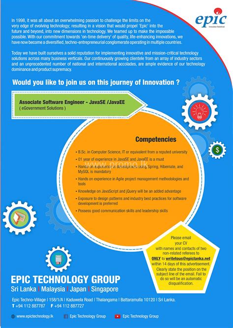 Associate Software Engineer Javase Javaee At Epic Lanka