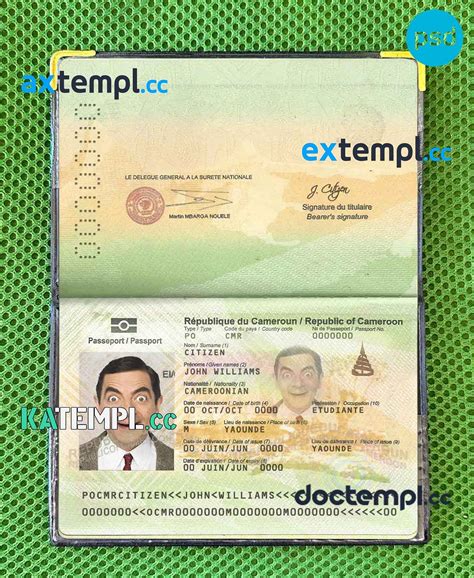 Sample Cameroon Passport Psds Editable Scan And Photograghed Picture Template 2 In 1 Download