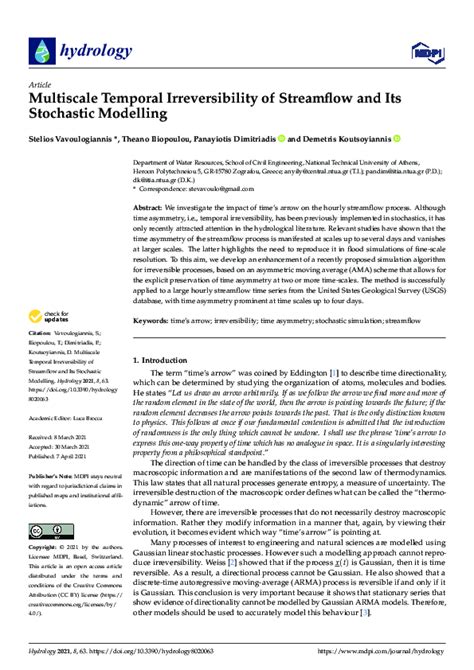 Pdf Multiscale Temporal Irreversibility Of Streamflow And Its