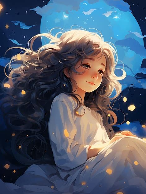 Premium Ai Image Anime Girl With Long Hair Sitting In Bed Under A