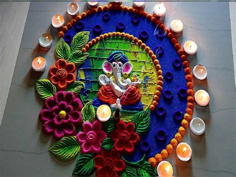 Ganesh Chaturthi 2024 Ganpati Bappa Simple Rangoli Ganesh Utsav Rangoli